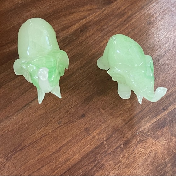 Vintage | Accents | Set Of Two Beautiful Jade Elephant Figurines ...